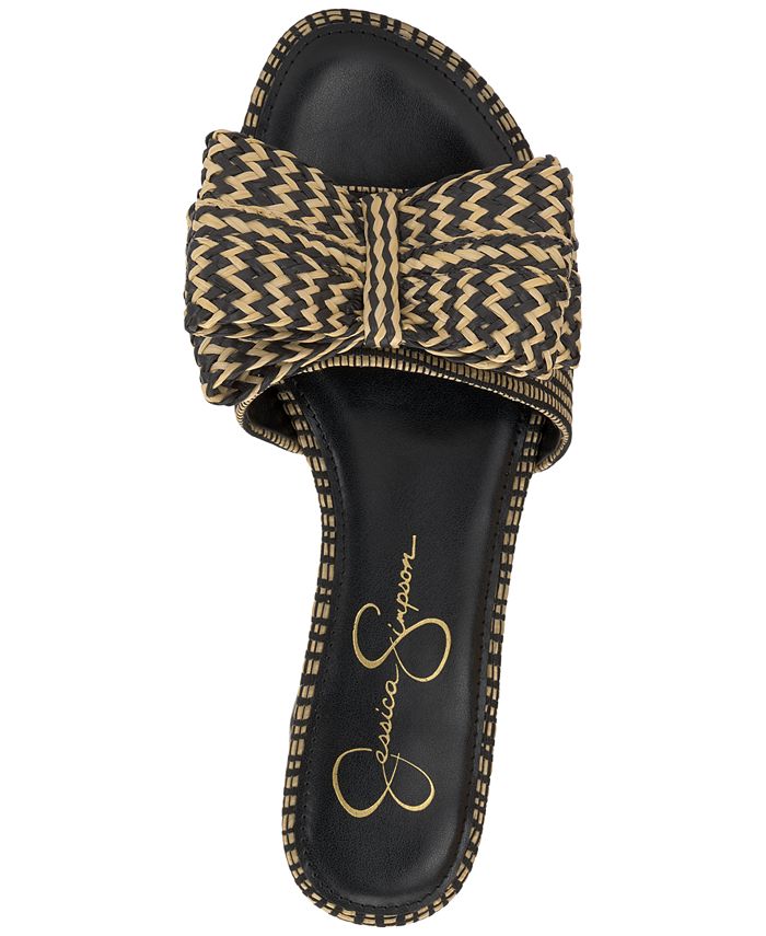 Jessica Simpson Avrena Woven Bow Slide Flat Sandals - Macy's