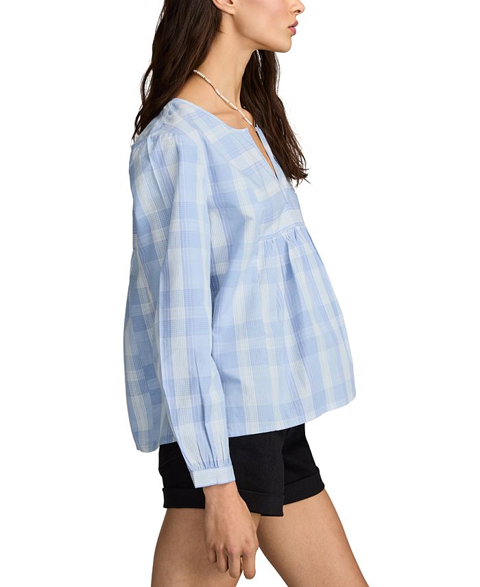 Lucky Brand Women's Cotton Plaid Popover Top - Macy's