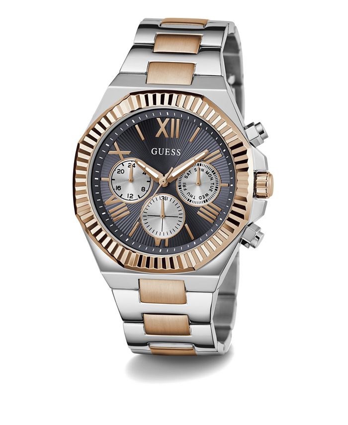 GUESS Men's Analog Two-Tone 100% Steel Watch 44mm - Macy's