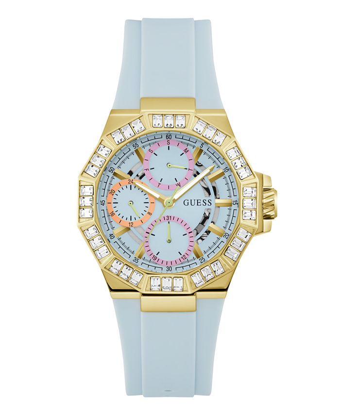 GUESS Women's Analog Blue Silicone Watch 39mm - Macy's