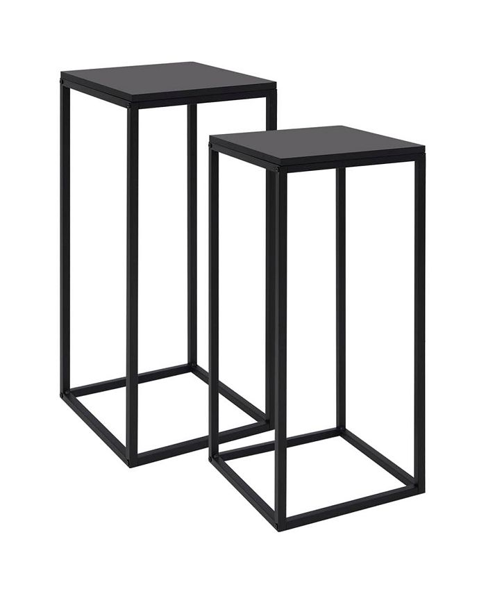 vidaXL Side Tables 2 pcs Black Steel - Macy's