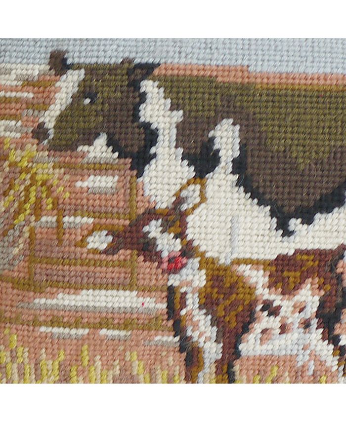 C&F Home 9" x 11" Needlepoint 4 Seasons Country Cow Needlepoint Throw Pillow - Macy's