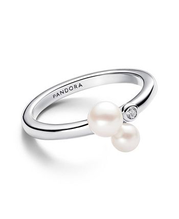 Pandora Sterling Silver Timeless Duo Treated Freshwater Cultured Pearls ...