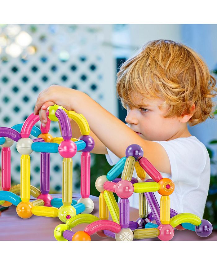Contixo -Kids Toy Magnetic Stix Stick -68 PCS 3D Building Blocks STEM ...
