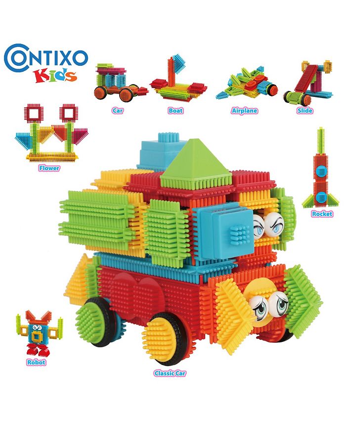 Contixo Stem Building Toys, 100 Pcs Bristle Shape 3d Tiles Set ...