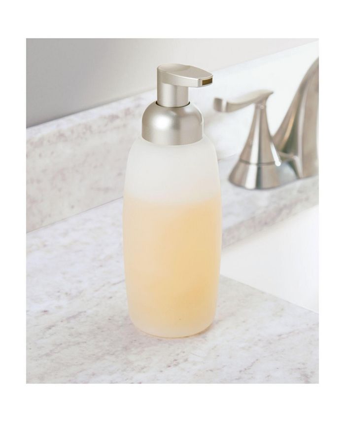 mDesign Glass Refillable Foam Soap Dispenser - Clear Frost/Matte Satin ...