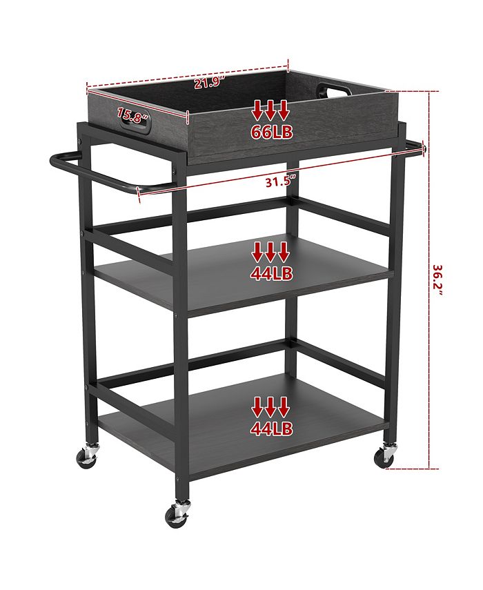 SUGIFT Rolling Wine Storage Buffet Sideboard Wooden Bar Storage Cabinet ...