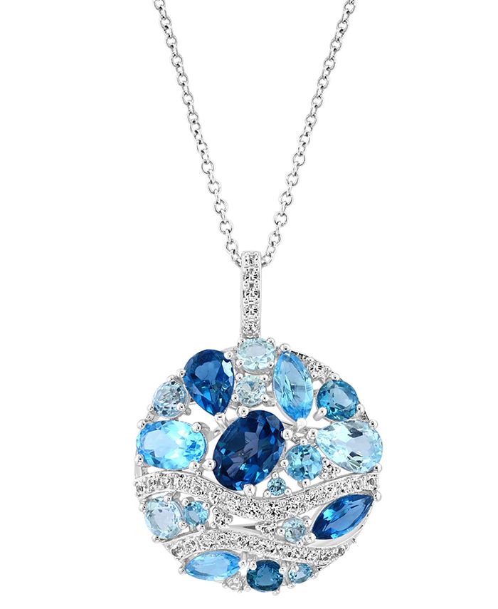EFFY Collection EFFY® Multi-Gemstone Mixed-Cut Cluster Disc 18" Pendant ...