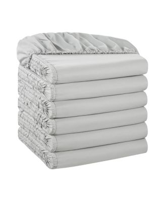 Arkwright Bulk Fitted Microfiber Sheets - (6 Pack) Color-Coded Hem ...