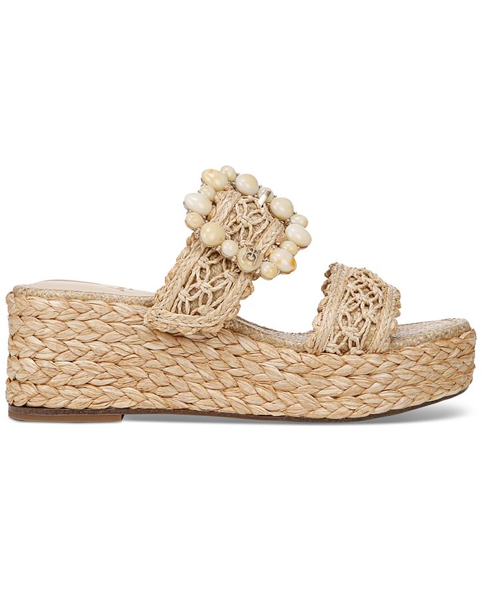 Sam Edelman Cadance Double Strap Raffia Wedge Platform Sandals - Macy's