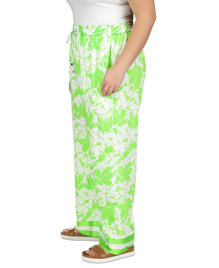 Michael Kors Plus Size Lush Palm Pull-On Pants - Macy's