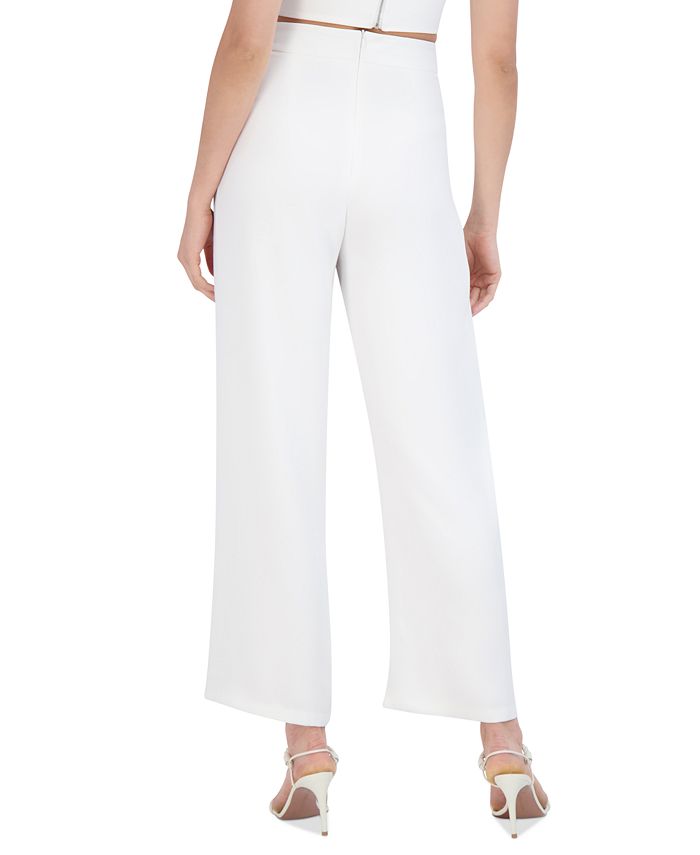 BCBG NEW YORK Women's Pleated Twill Wide-Leg Pants - Macy's