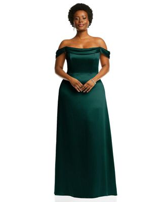 Dessy Collection Plus Size Draped Pleat Off-the-Shoulder Maxi Dress ...