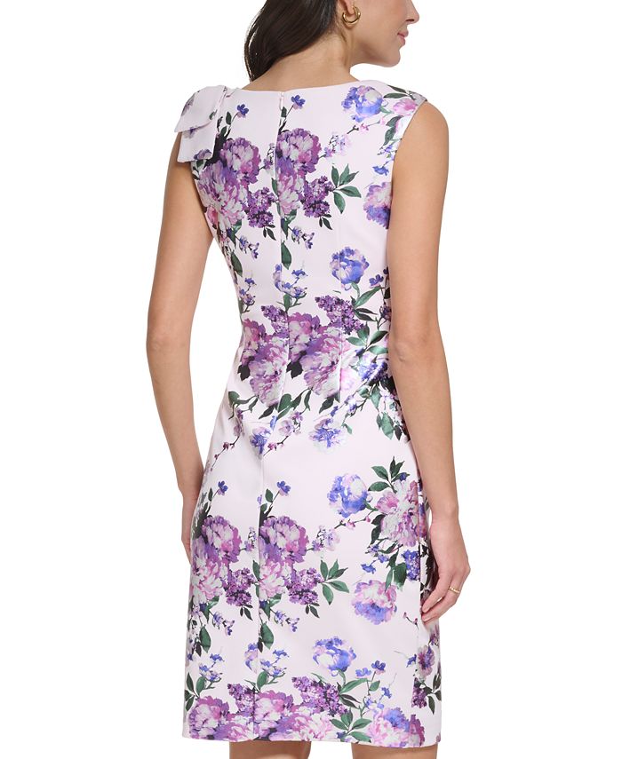 Jessica Howard Petite Floral-Print Bow-Trim Sheath Dress - Macy's
