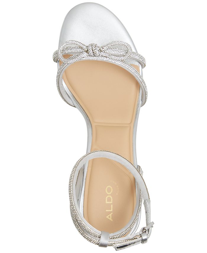 ALDO Women's Bouclette Rhinestone Bow Ankle-Strap Dress Sandals - Macy's