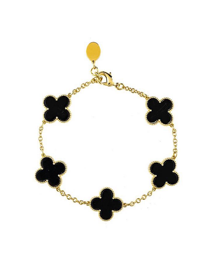 Rivka Friedman Onyx Clover Station Bracelet - Macy's