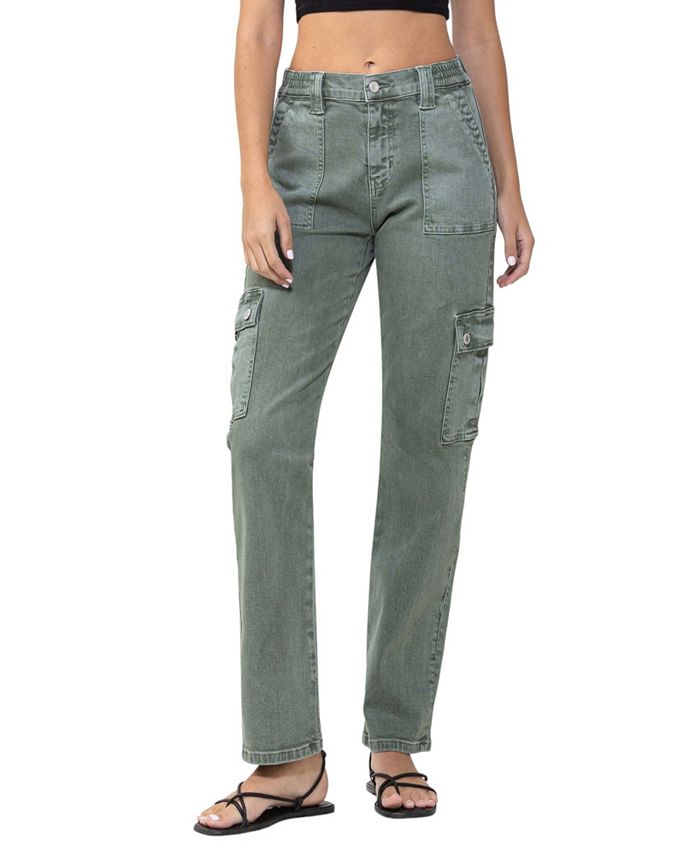 Vervet Women's High Rise Cargo Straight Jeans - Macy's