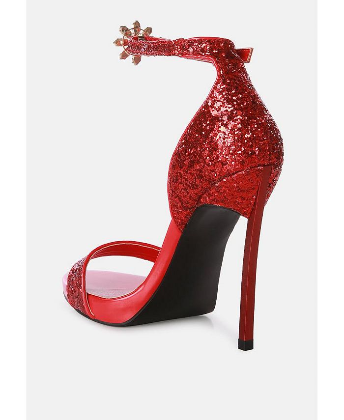 London Rag straight fire high heel glitter stilettos Sandals - Macy's