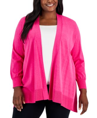 Kasper Plus Size Asymmetrical-Hem Cardigan - Macy's
