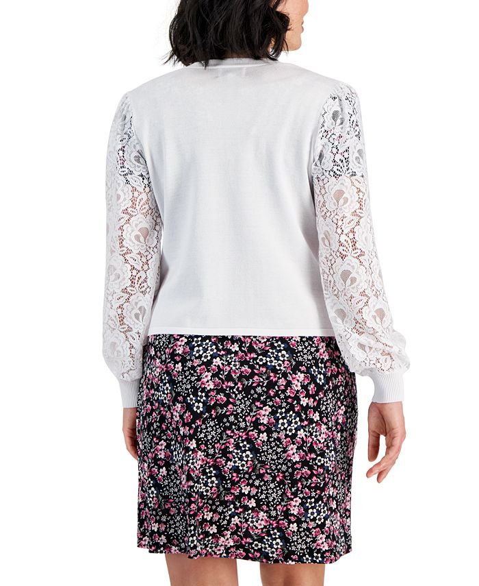 Robbie Bee Petite Lace-Sleeve Open-Front Shrug - Macy's