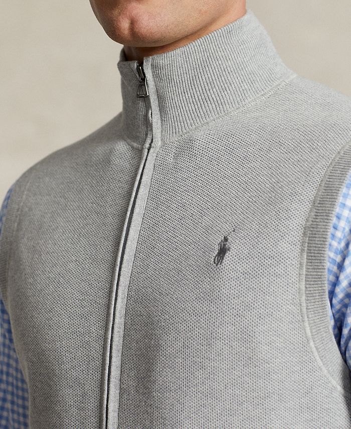 Polo Ralph Lauren Men's Mesh-Knit Cotton Full-Zip Sweater Vest - Macy's