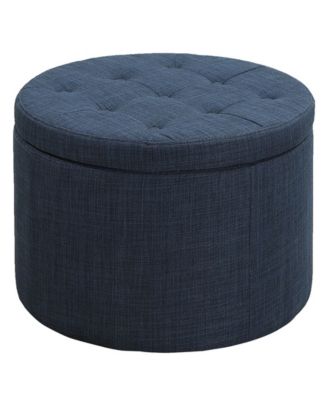 Convenience Concepts 22" Faux Linen Round Shoe Storage Ottoman - Macy's