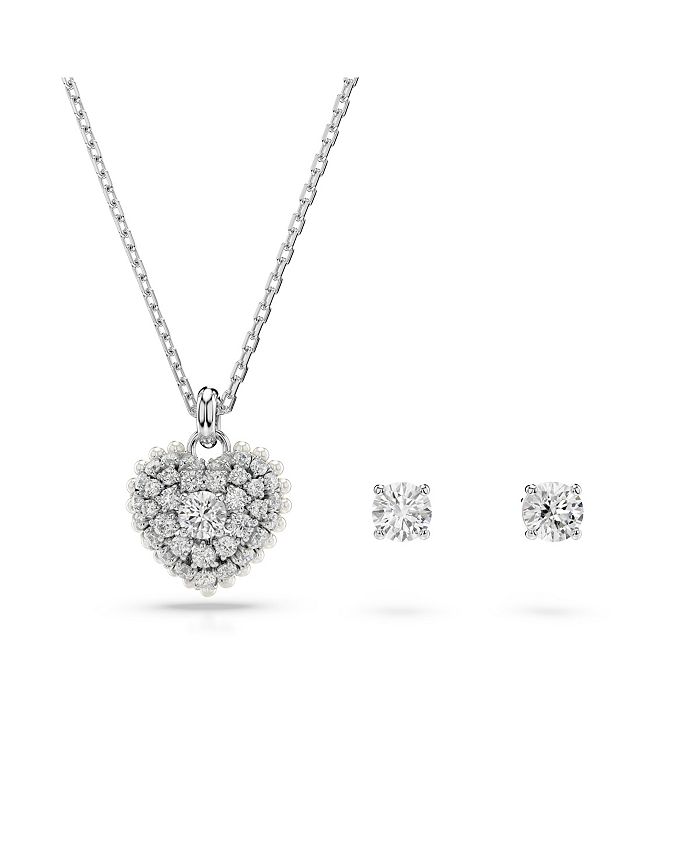 Swarovski Hyperbola, Heart, White, Rhodium Plated Set - Macy's