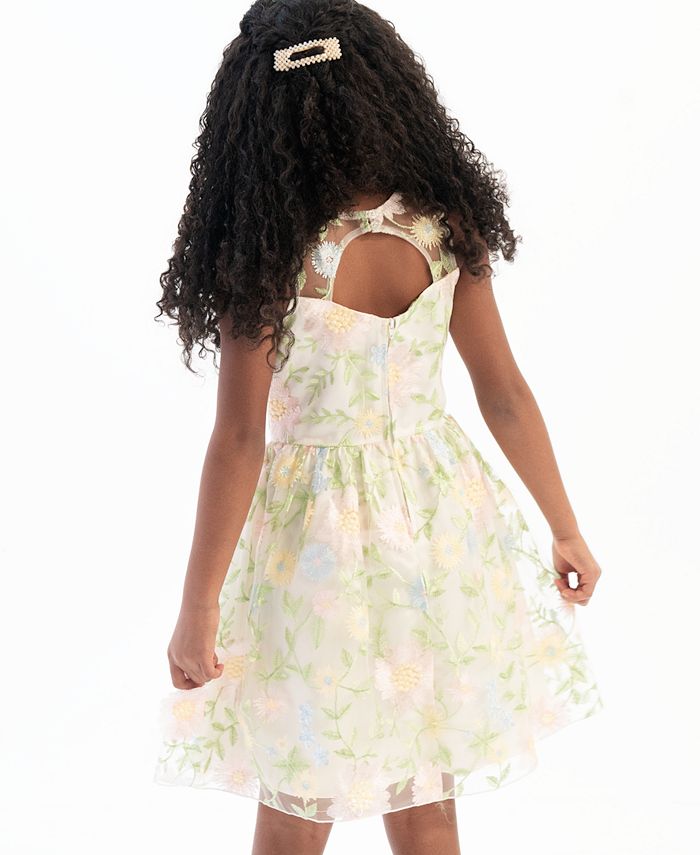 Rare Editions Big Girls 3D Floral Embroidered Social Dress - Macy's