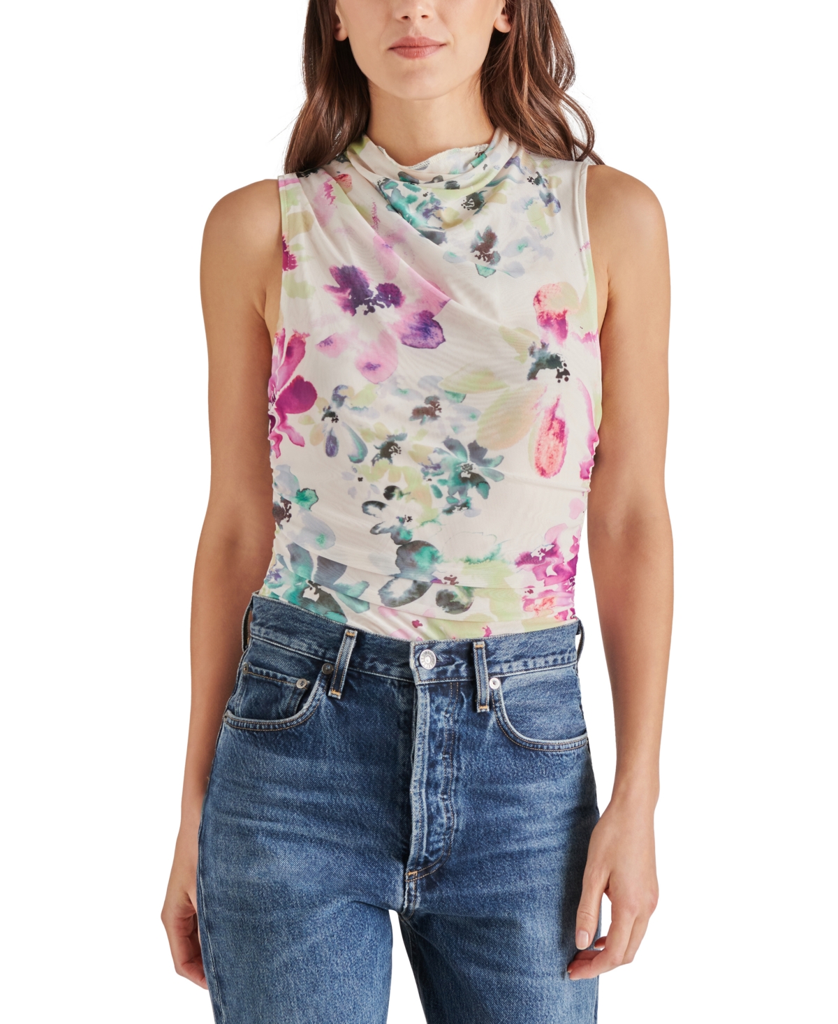 Click here for Steve Madden Womens Dalia Floral-Print Draped-Neck... prices