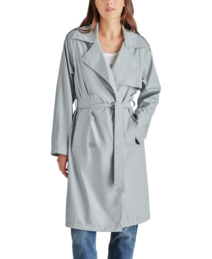 Steve Madden Women's Ilia Double-Breasted Belted Raincoat - Macy's