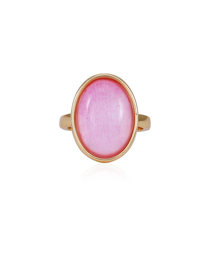 T Tahari Gold-Tone Pink Glass Stone Ring - Macy's