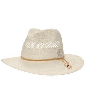 Lauren Ralph Lauren Open Work Crown Fedora with Script Logo - Macy's