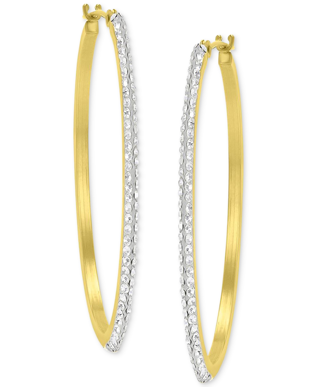 Click here for Crystal Pave Polished Medium Hoop Earrings in 10k... prices