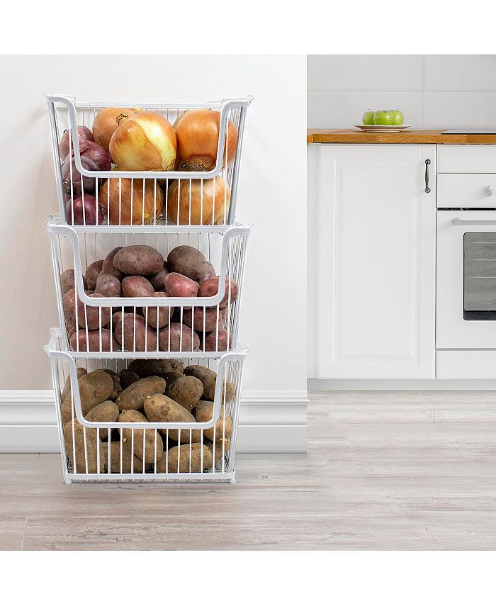 Sorbus Stackable Metal Storage Basket - White|3 Pack - Macy's