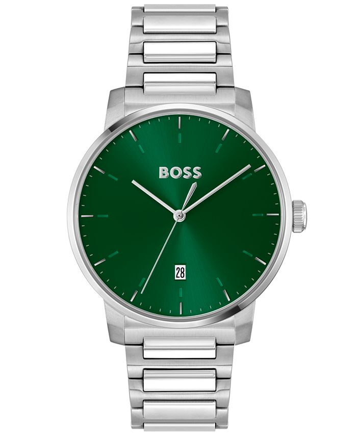 Hugo Boss Men's Dean Quartz Basic Calendar Silver-Tone Stainless Steel ...