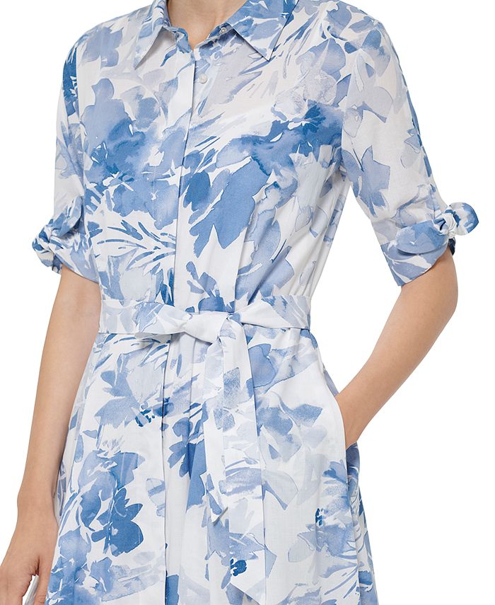 Calvin Klein Women's Cotton Tie-Waist Shirtdress - Macy's