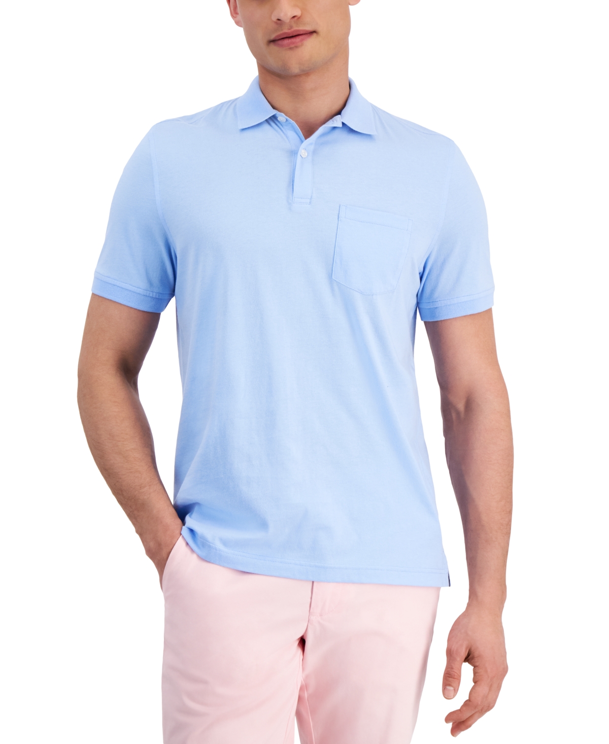 Click here for Club Room Mens Solid Jersey Polo with Pocket  Crea... prices