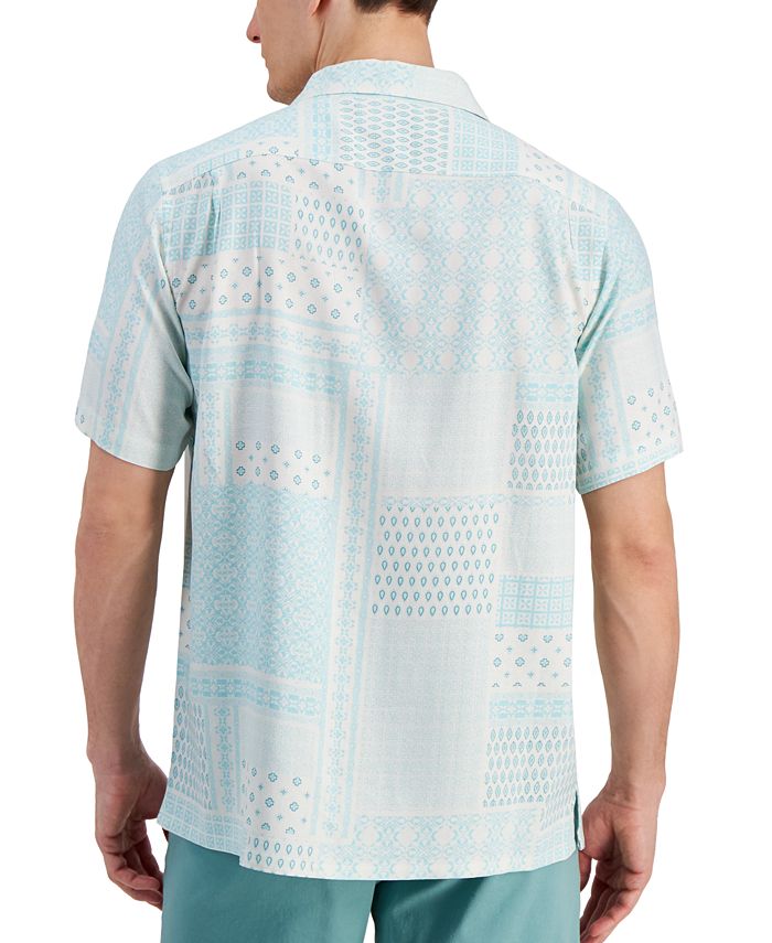 Club Room Men's Patchwork Geo-Print Resort Camp Shirt, Created for Macy's - Macy's