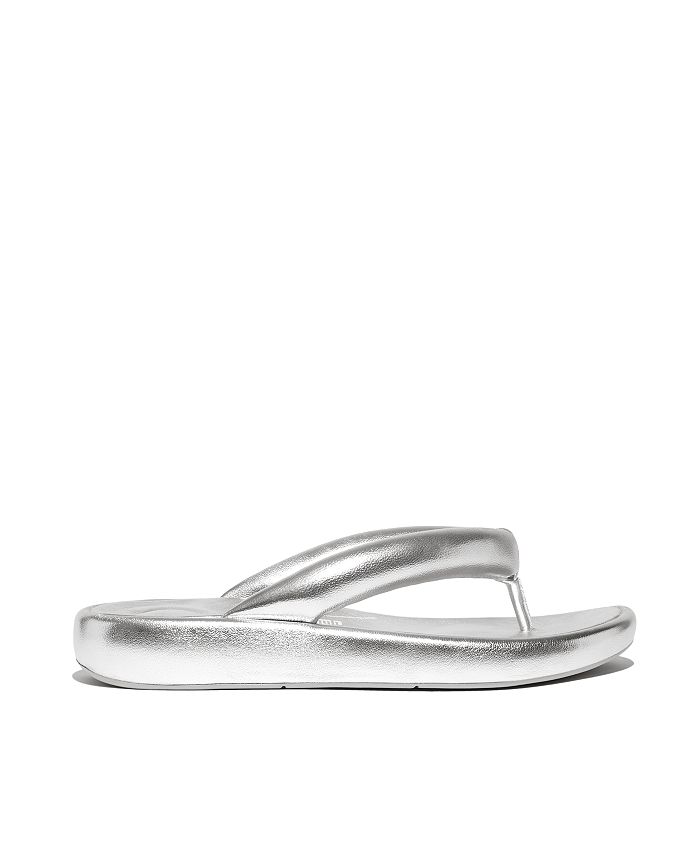 FitFlop Women's Iqushion D-Luxe Padded Metallic-Leather Flip-Flops - Macy's