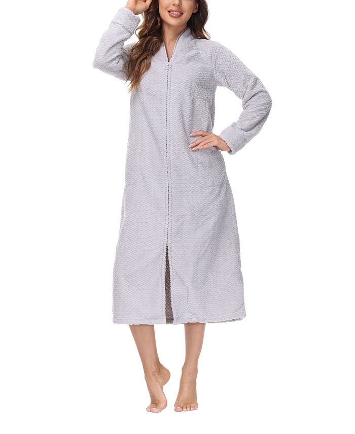 INK+IVY Women's Front Zipper Plush Robe - Macy's