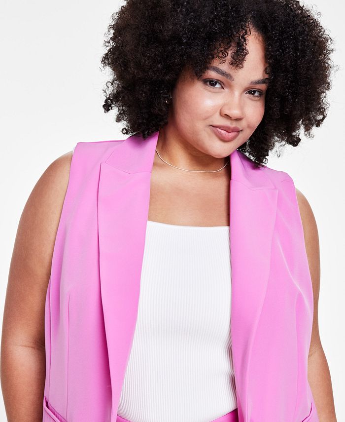 Bar III Trendy Plus Size Single-Breasted Vest, Created for Macy's - Macy's