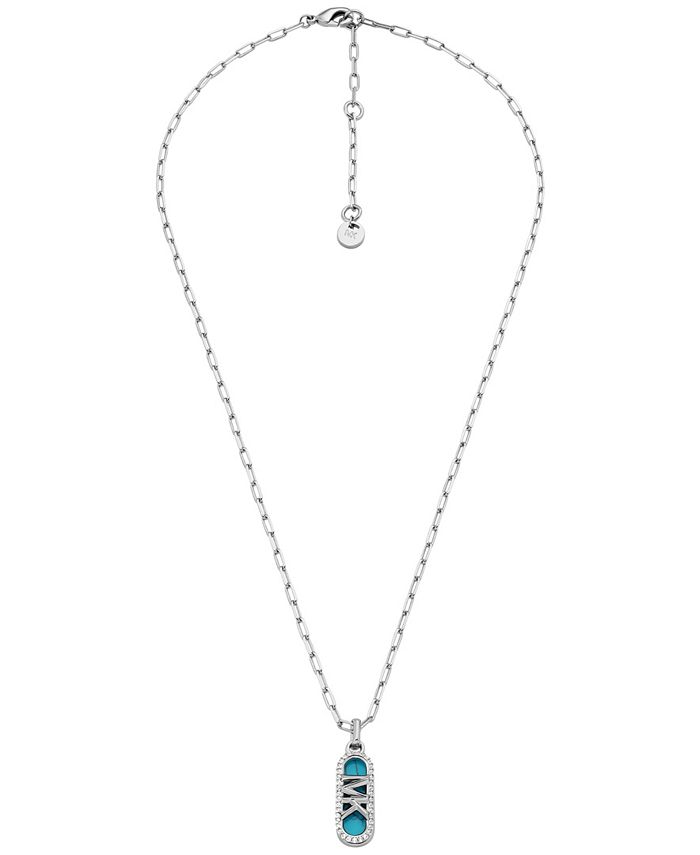 Michael Kors Gold-Tone Turquoise Dog Tag Necklace - Macy's