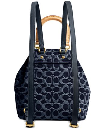 COACH Riya 21 Signature Washed Denim Small Backpack - Macy's