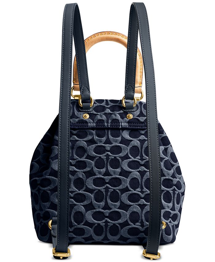 COACH Riya 21 Signature Washed Denim Small Backpack - Macy's