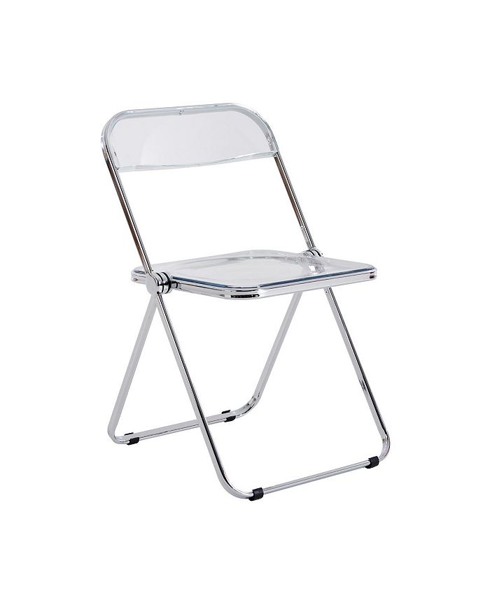 Simplie Fun White Clear Transparent Folding Chair Pc Plastic Living ...
