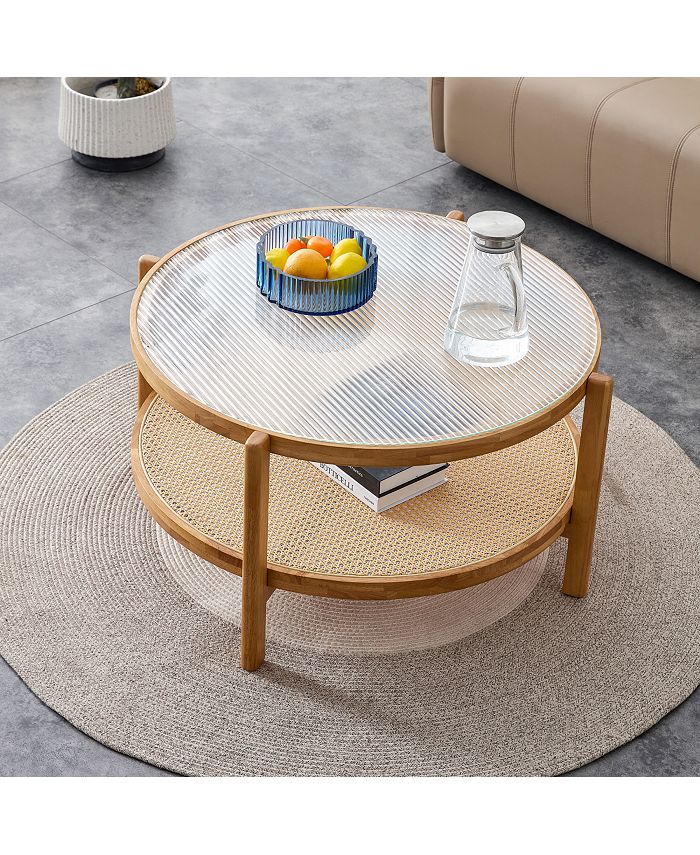 Simplie Fun Modern double-layer solid wood tea table - Macy's
