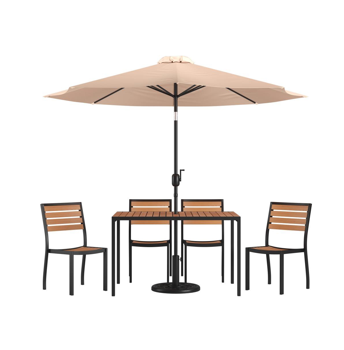 Click here for Calle 7 Piece Outdoor Faux Teak Poly Slat Outdoor... prices