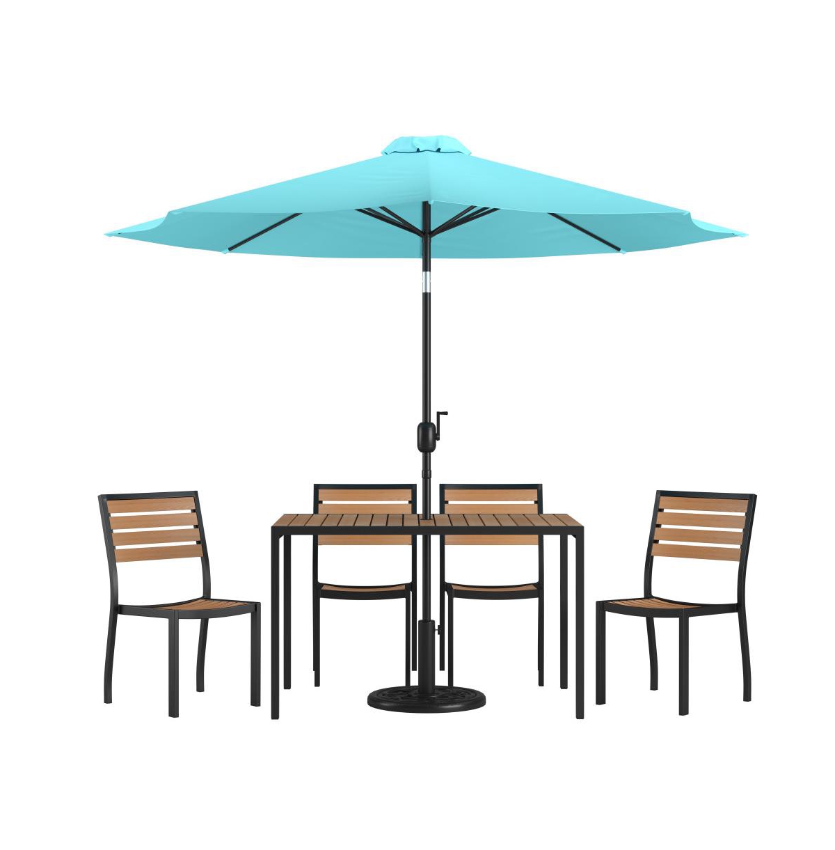 Click here for Calle 7 Piece Outdoor Faux Teak Poly Slat Outdoor... prices