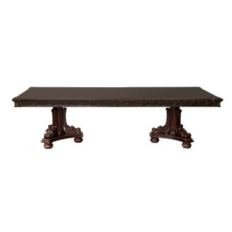 Simplie Fun Dark Cherry Dining Table with Gold Tipping, 2 Extension ...