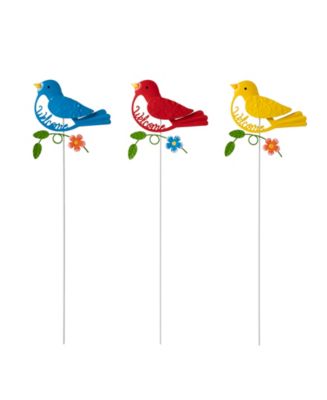 Glitzhome 16" H Set of 3 Metal Bird Pick - Macy's